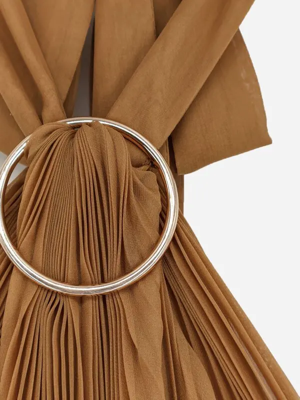 Max Mara Pleated Halter Top With Metal Ring Detail - Multicolor