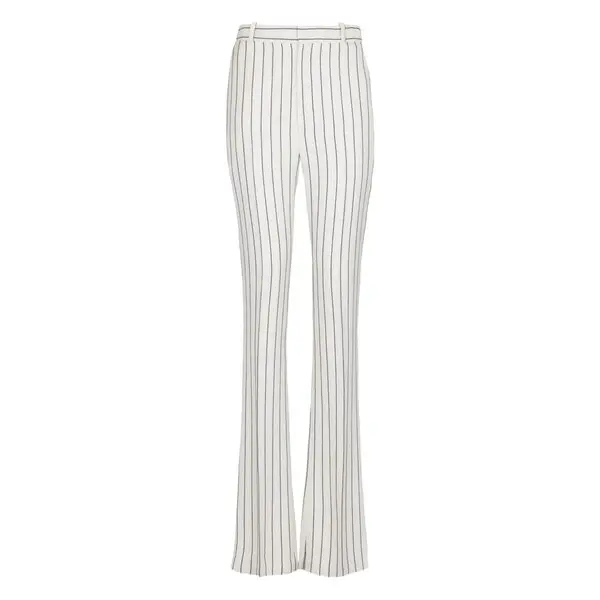 Balmain Pinstripe Flared Trousers - White