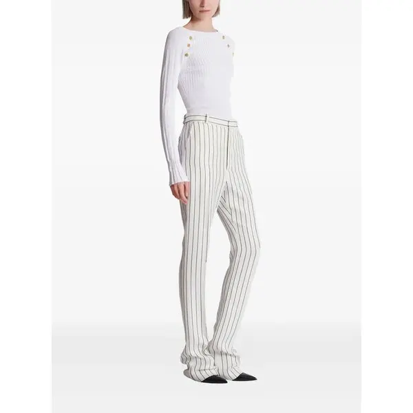 Balmain Pinstripe Flared Trousers