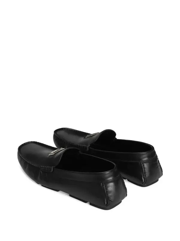 Dolce & Gabbana Leather Loafers With Logo Plaque - Black