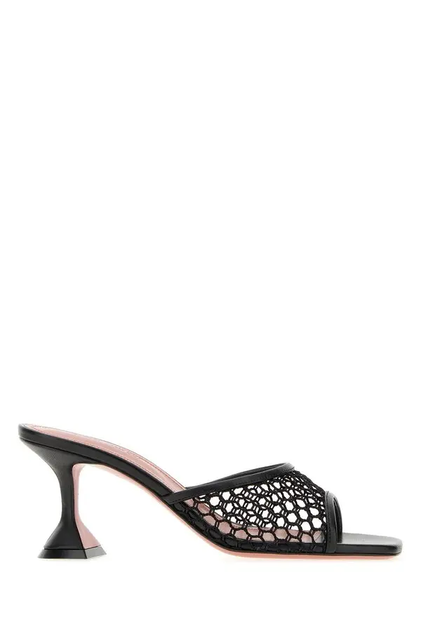 Amina Muaddi Leather And Mesh Lupita Mules