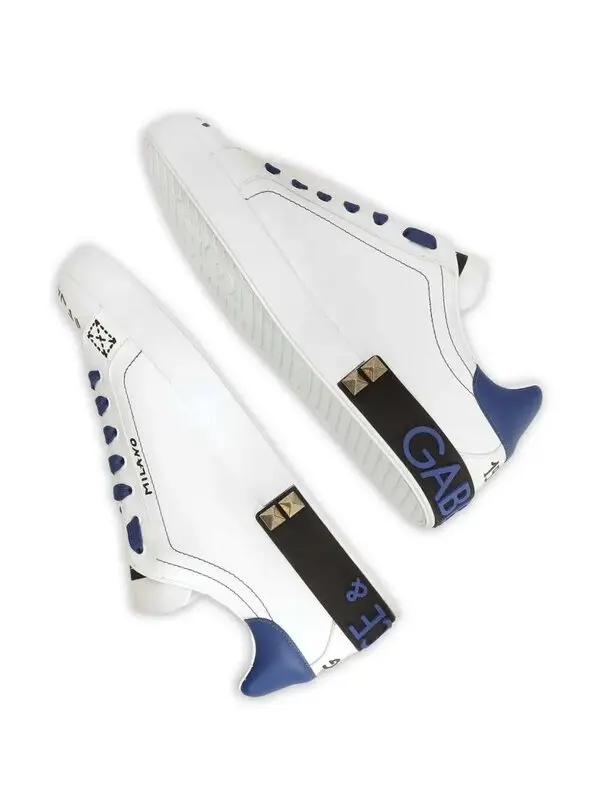 Dolce & Gabbana Portofino Embellished Calfskin Sneakers - Blue