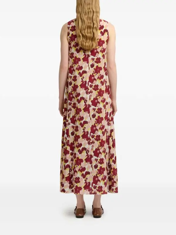 Marni Pleated Floral Silk Maxi Dress - Multicolor