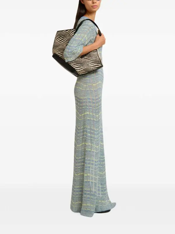 Marni Two-tone Raffia Effect Shoulder Bag - Black