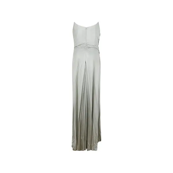 Costarellos Embellished Sleeveless Draped Floor Length Gown