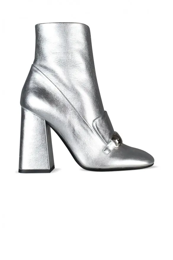 Burberry Leather Ankle Boots - Silver