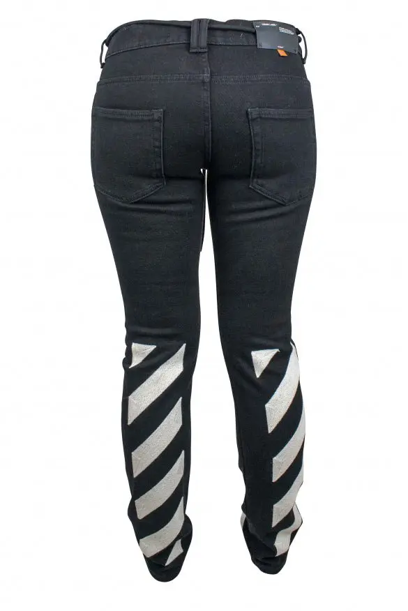 Off-White Diagonal Stripe Jeans - Black