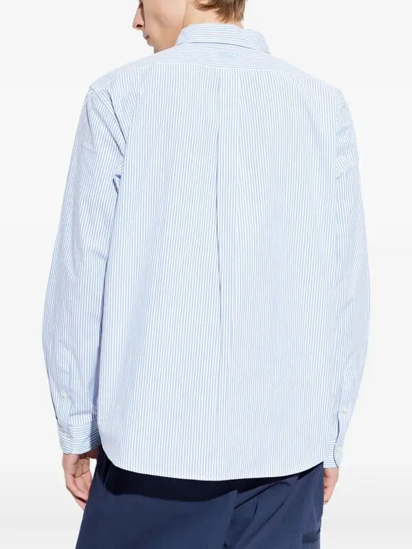 Kenzo Boke Flower` Embroidered Casual Shirt In Seersucker Cotton - Blue