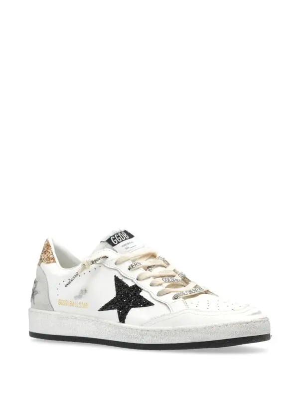 GOLDEN GOOSE Ball Star Nappa Leather Sneakers With Glittered Star And Heel Tab