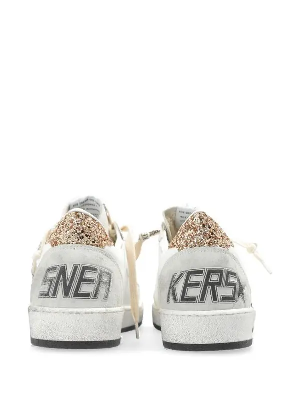 GOLDEN GOOSE Ball Star Nappa Leather Sneakers With Glittered Star And Heel Tab