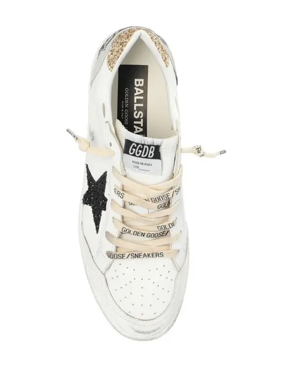 GOLDEN GOOSE Ball Star Nappa Leather Sneakers With Glittered Star And Heel Tab