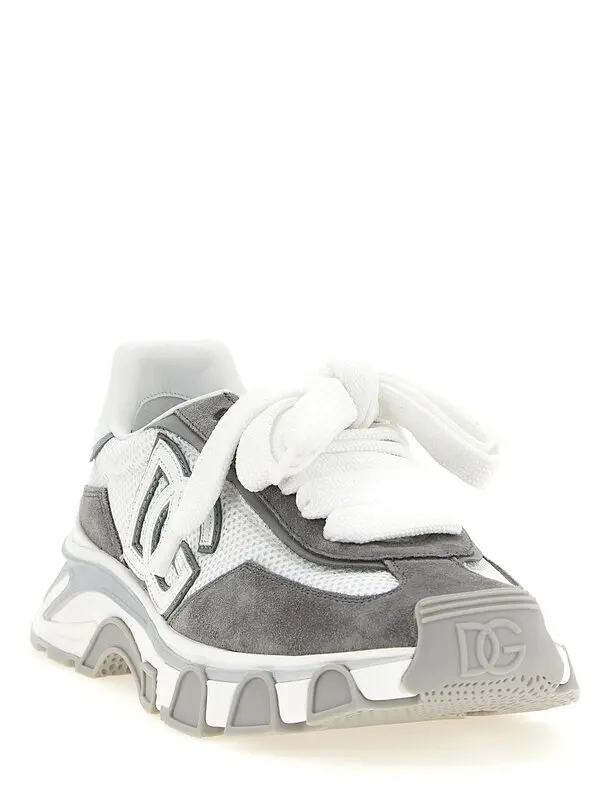 Dolce & Gabbana Dg Country Road' Suede And Mesh Sneakers - Gray