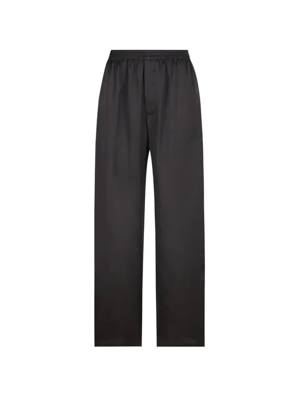 Saint Laurent Silk Satin Gathered Waist Trousers