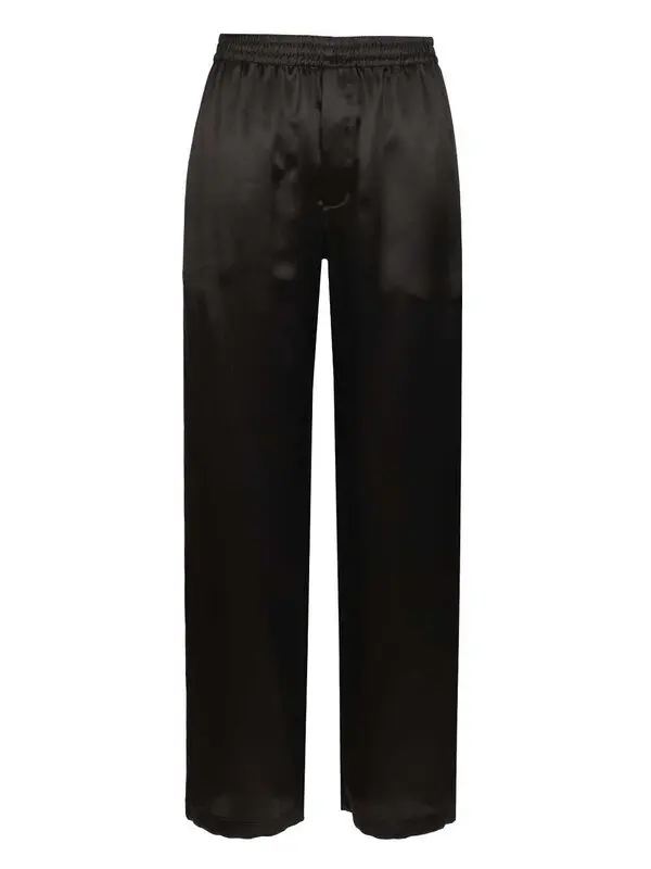 Saint Laurent Silk Satin Gathered Waist Trousers - Black