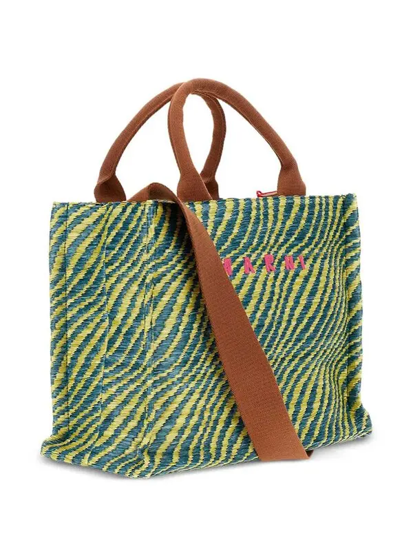 Marni Small Tote Bag With Logo Detail - Green