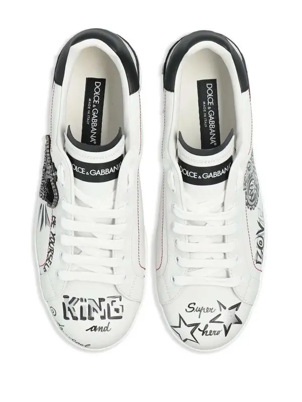 Dolce & Gabbana Logo Appliqué Calfskin Sneakers