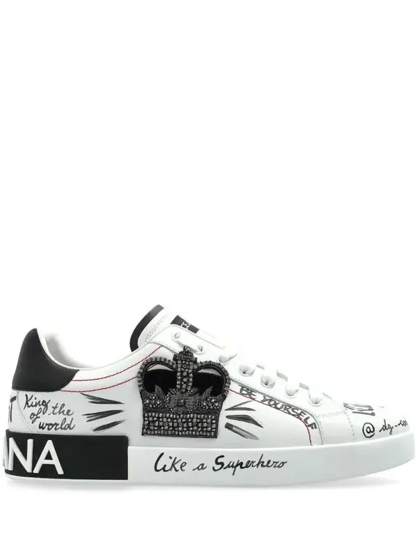Dolce & Gabbana Logo Appliqué Calfskin Sneakers - Multicolor