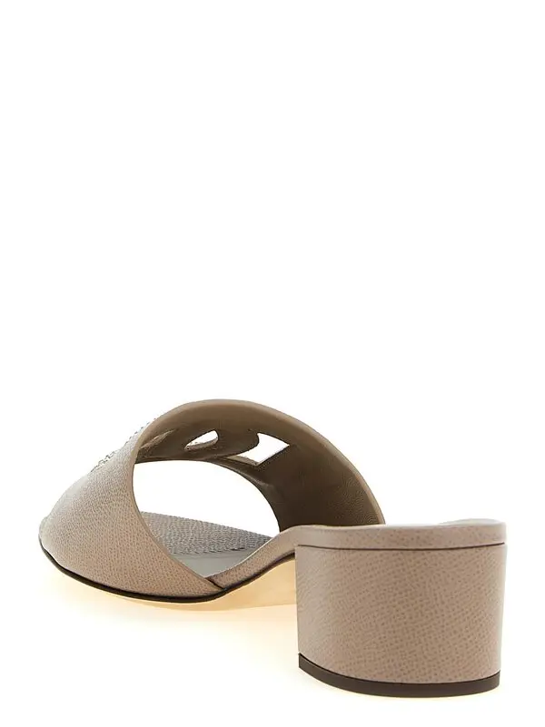 Dolce & Gabbana Karol' Embellished Leather Mules - Gray