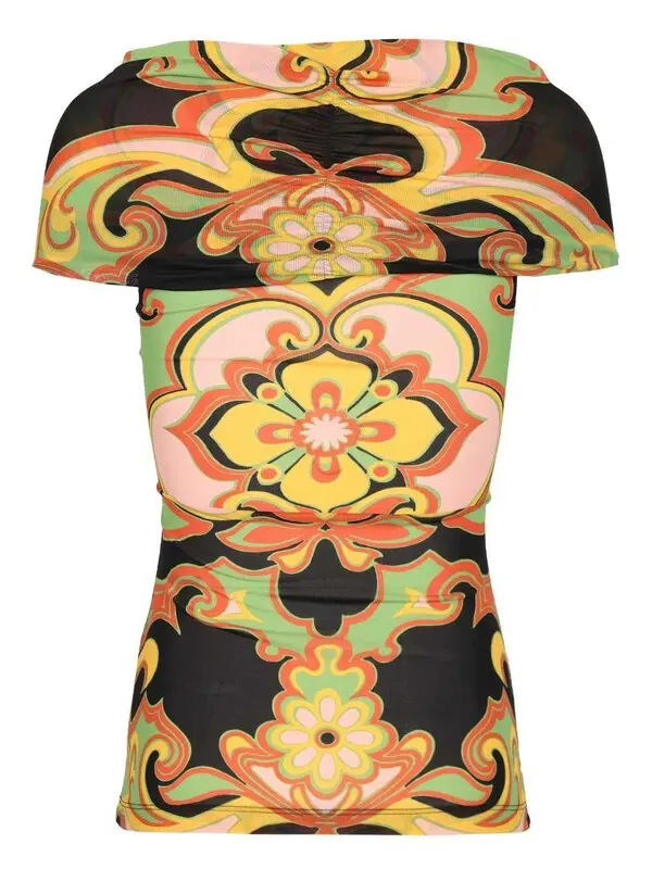 Etro Printed Bardot Neckline Body With Twisted Detail