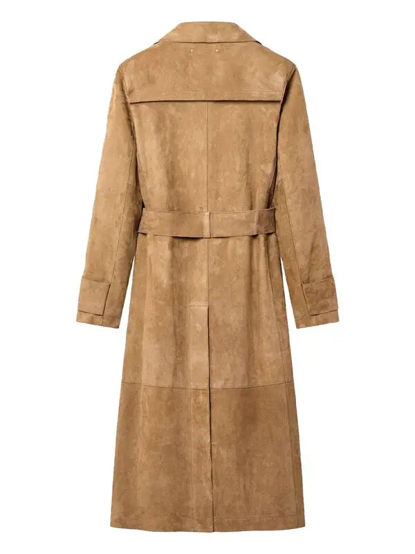 GOLDEN GOOSE Suede Trench Coat With Waxed Treatment - Multicolor