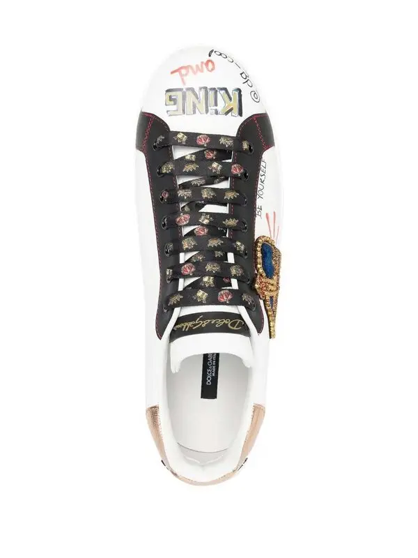 Dolce & Gabbana Portofino Printed Leather Sneakers - Multicolor