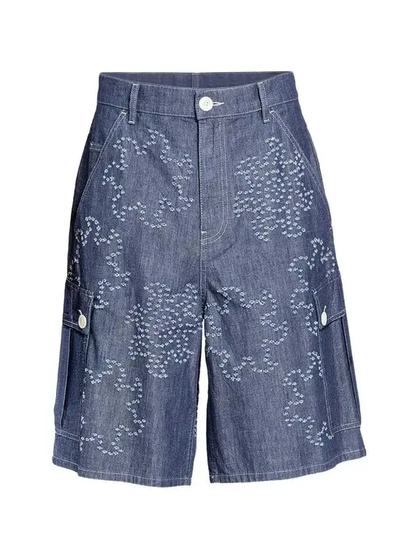Marni Embroidered Denim Cargo Shorts