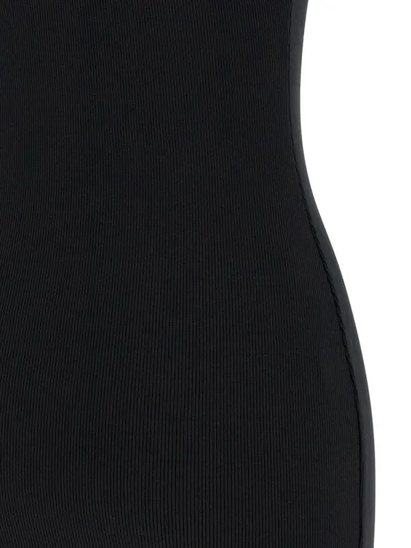Off-White Ribbed Stretch Cotton Cut-out Mini Dress