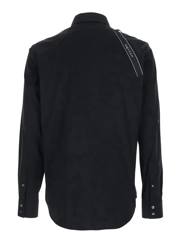 Alexander McQueen Shirt With Classic Collar And Buckle Detail In Cotton For - Black