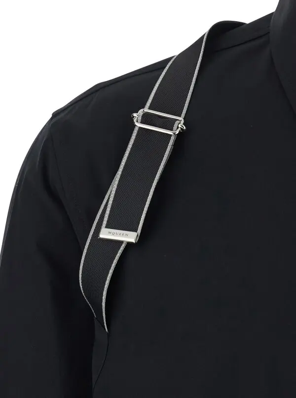 Alexander McQueen Shirt With Classic Collar And Buckle Detail In Cotton For - Black