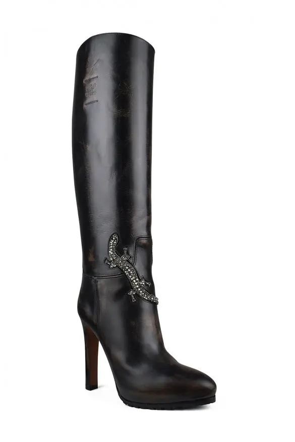 Ralph Lauren Remmy High Heel Leather Boots