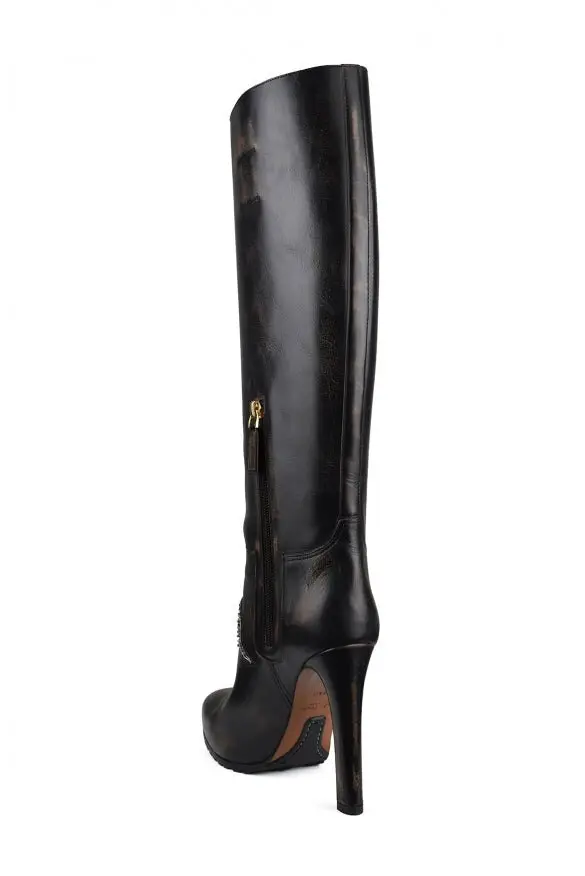 Ralph Lauren Remmy High Heel Leather Boots