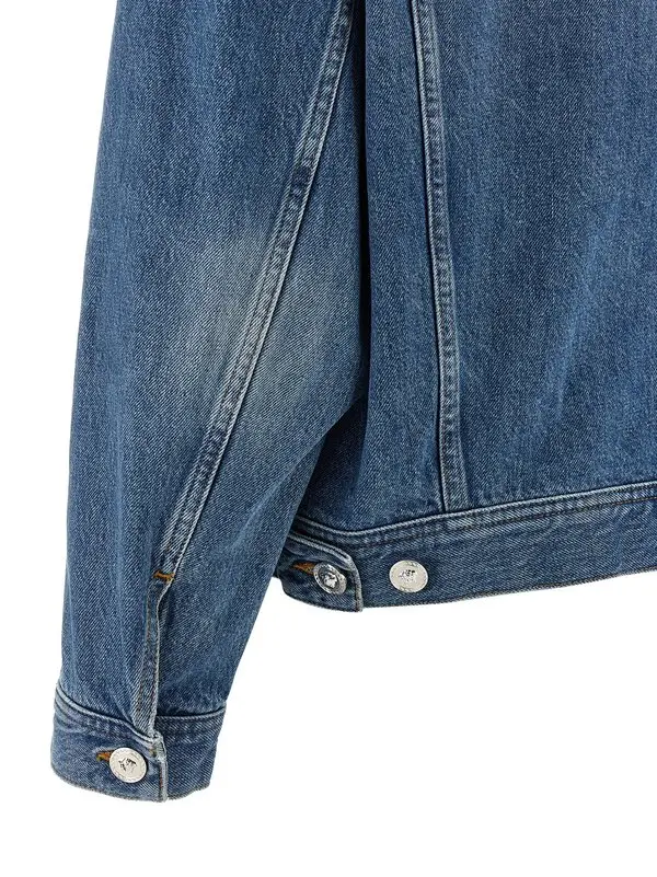 Versace Trucker Denim Jacket With Suede Collar