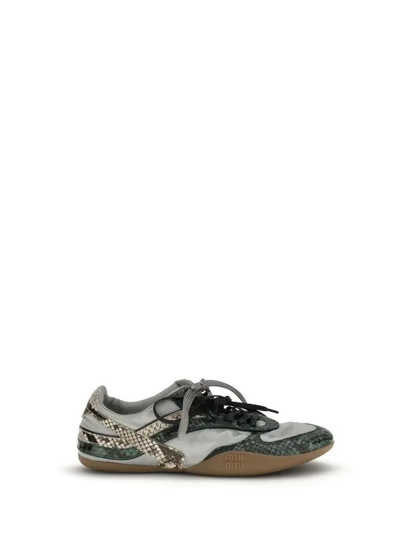 Miu Miu Python Print Lace-up Sneakers - Gray