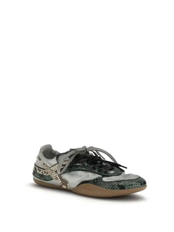 Miu Miu Python Print Lace-up Sneakers - Gray