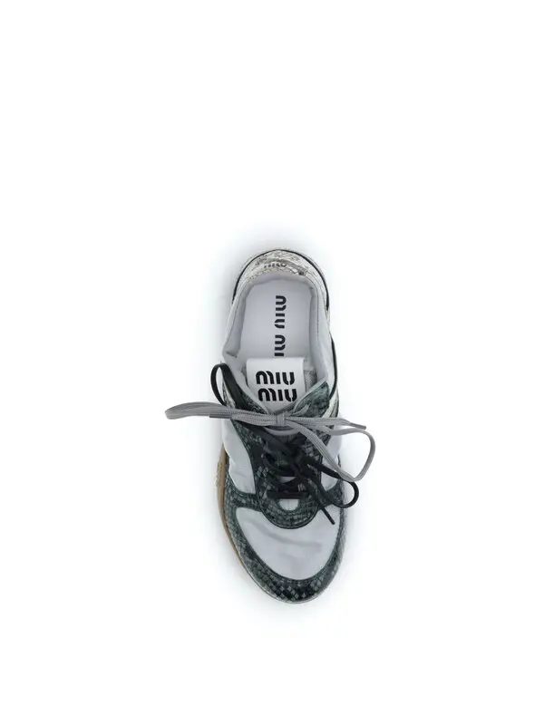Miu Miu Python Print Lace-up Sneakers - Gray