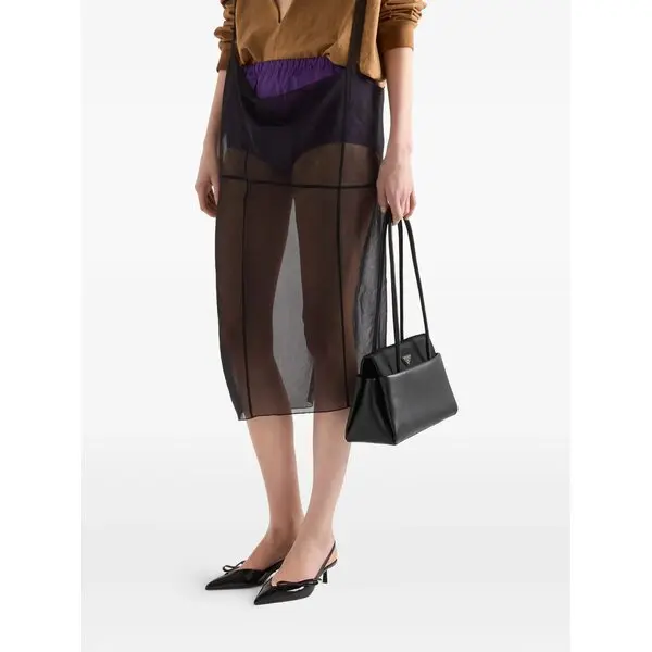 Prada Semi-sheer Cigaline Midi Skirt - Black