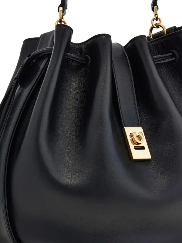 FERRAGAMO Secchiello Fibbia Hug Bucket Bag - Black