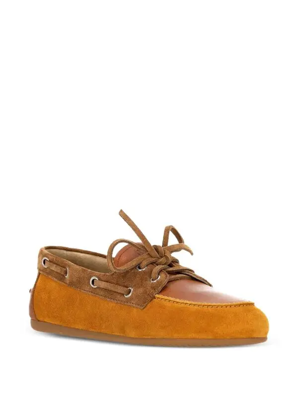 Miu Miu Suede Lace-up Loafers - Brown