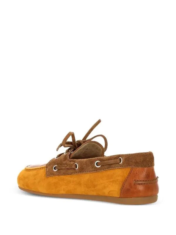 Miu Miu Suede Lace-up Loafers - Brown