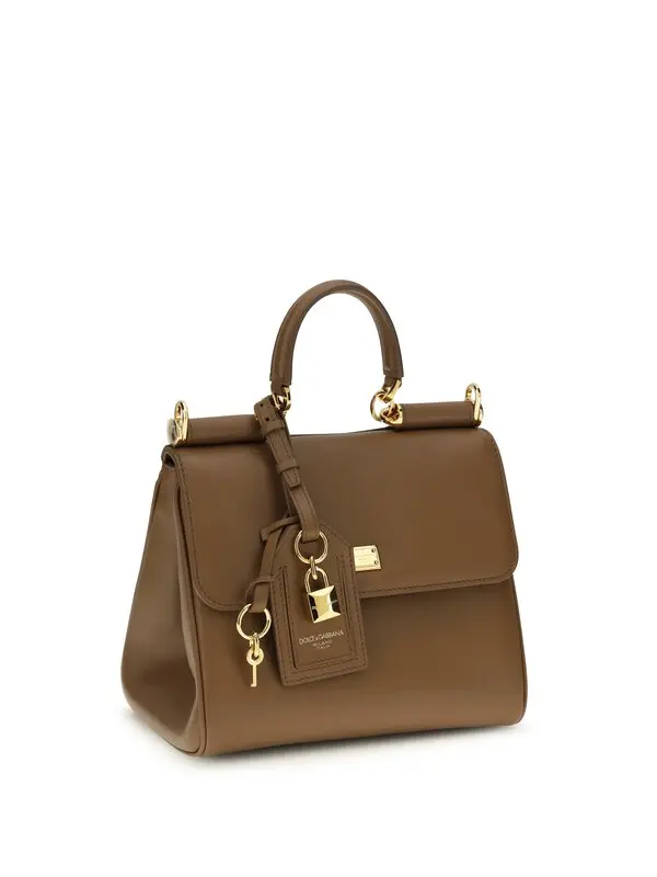 Dolce & Gabbana My Sicily Satchel Bag With Top Handle And Adjustable Shoulder Strap - Brown