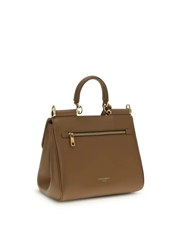 Dolce & Gabbana My Sicily Satchel Bag With Top Handle And Adjustable Shoulder Strap - Brown