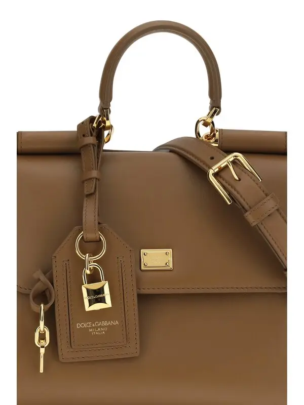 Dolce & Gabbana My Sicily Satchel Bag With Top Handle And Adjustable Shoulder Strap - Brown