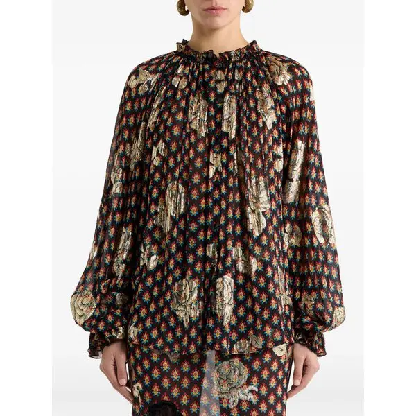Etro And Multicolour Print Silk Blouse - Black