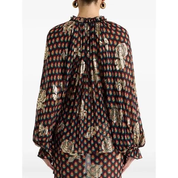 Etro And Multicolour Print Silk Blouse - Black
