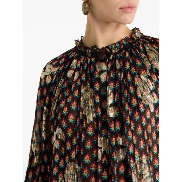 Etro And Multicolour Print Silk Blouse - Black