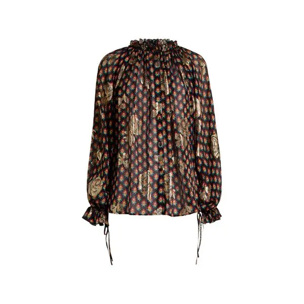 Etro And Multicolour Print Silk Blouse - Black