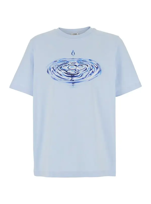 Casablanca Light-blue T-shirt With Front Logo In Cotton For
