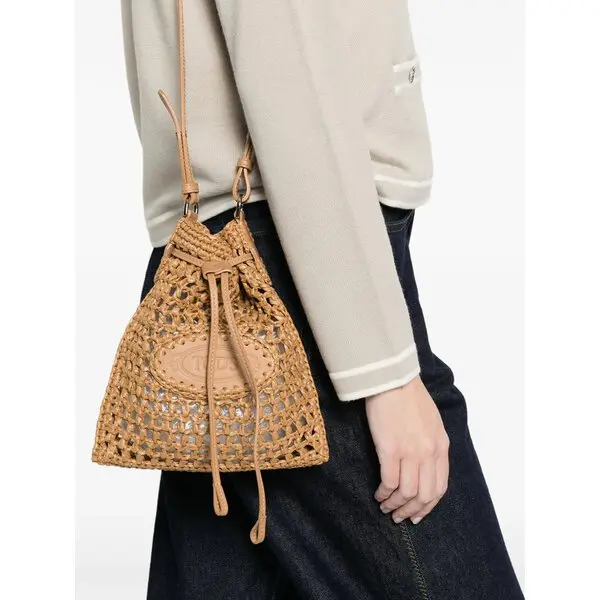 TOD'S Woven Raffia Shoulder Bag