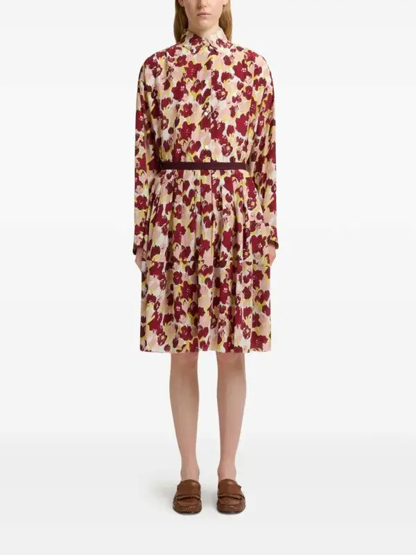 Marni Floral Pleated Silk Skirt