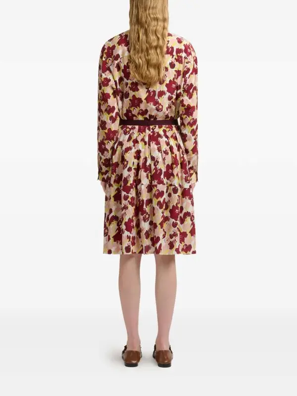 Marni Floral Pleated Silk Skirt